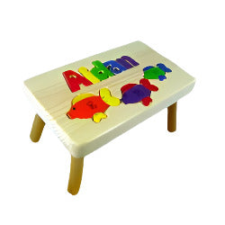 Fish Step Stool | Wood Name Puzzle Stool | Tiny Keepsakes – Tiny ...